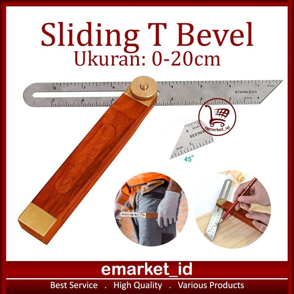 Jual Vintage Sliding T Bevel Square 20cm 7inch AG99 / Penggaris Sudut ...