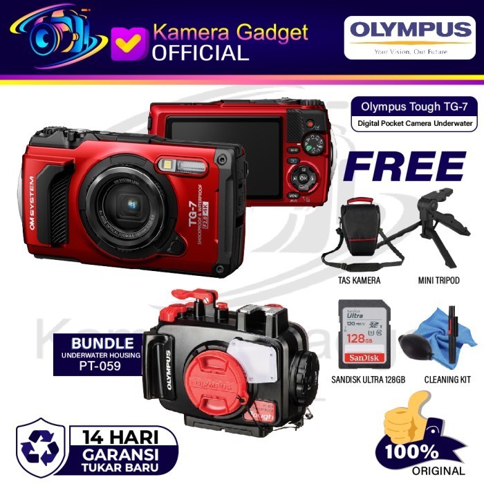 Jual Olympus Tough Tg-7 Pocket Camera + Pt-059 Waterproof Housing - Tg7 - Red Standard,Paket ...