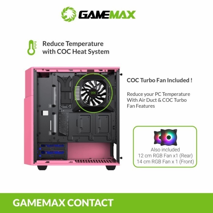 Jual Gamemax Contac Coc White Pink E-Atx Gaming Pc Case With Coc Fan ...