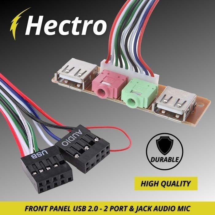 Jual HECTRO Kabel Front Panel USB 2.0 2 port & Jack Audio Mic Casing PC ...