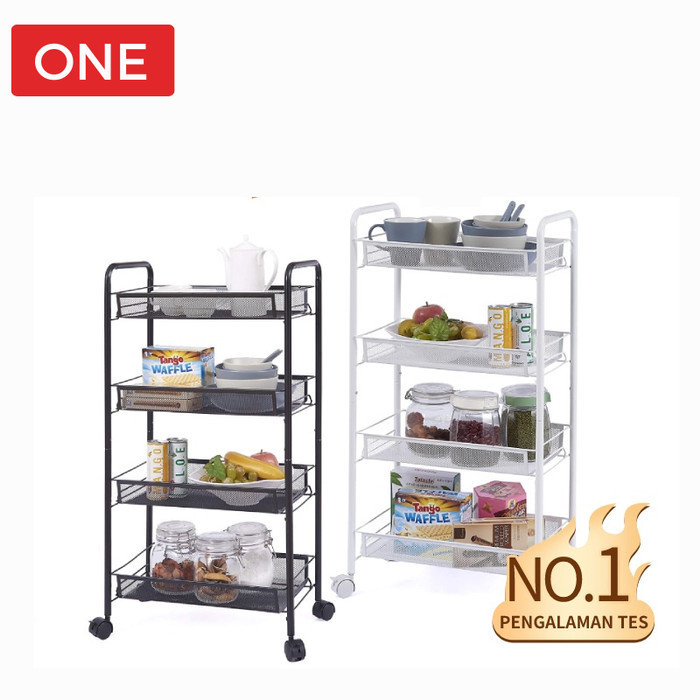 Jual Rak Lantai Troli Dorong 3 Susun Besi Yimpanan Tingkat Bumbu Dapur ...