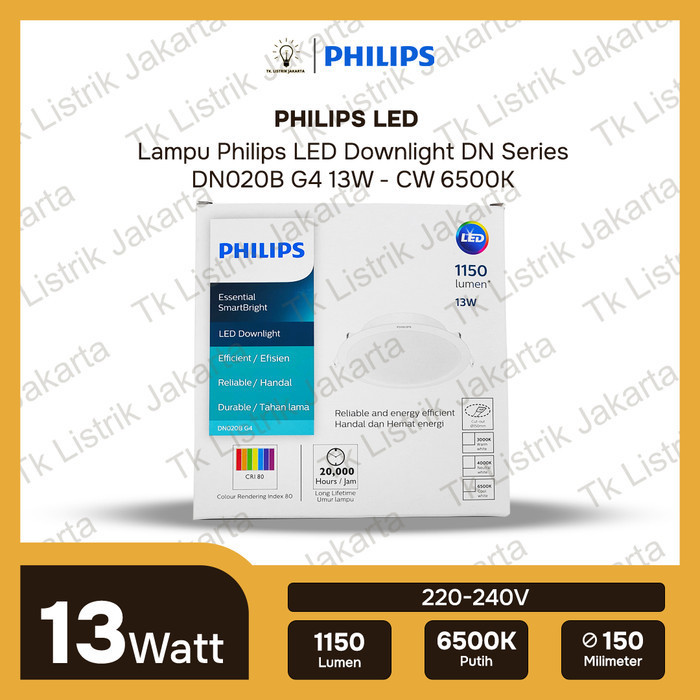 Jual PHILIPS LED Downlight DN020B G4 LED12 13W 220-240V D150 SNI ...