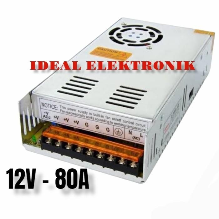 Jual ADAPTOR 12V 80A POWER SUPPLY SWITCHING LED JARING 80 AMPERE 12 ...