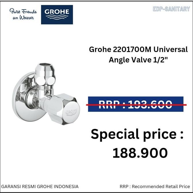 Jual Grohe 2201700M. Angle Valve 1/2" X 3/8" (1 Pcs) Stop Kran | Shopee ...