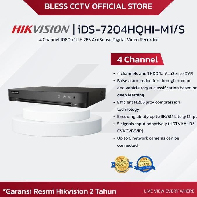 Jual DVR 4 CHANNEL IDS-7204HQHI-M1/S UP TO 4MP FACE DETECTION TURBO ACUSENSE T0606 | Shopee ...