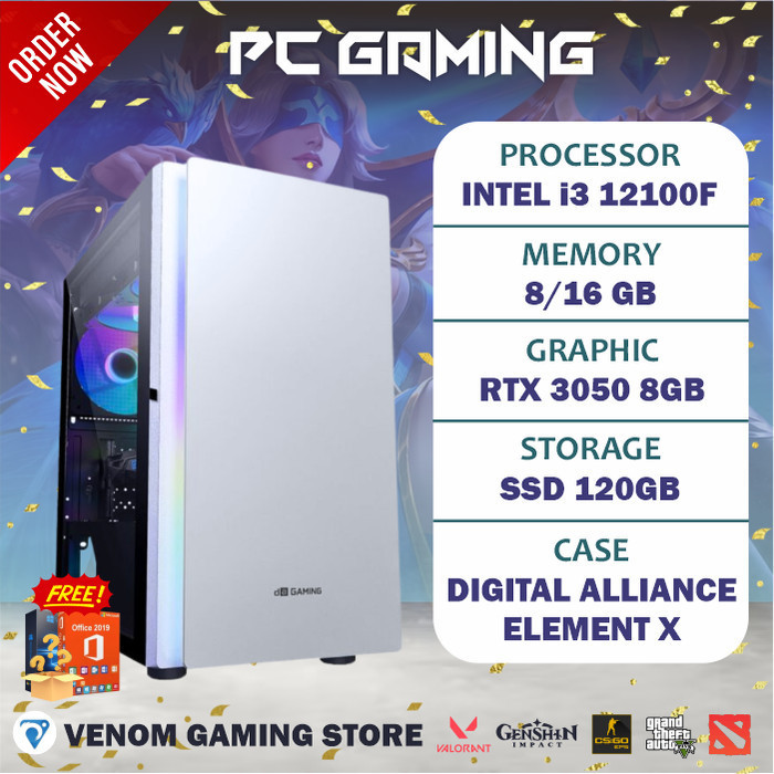 Jual PC Gaming Gen 12 i3 12100F RTX 3050 8GB 16GB RAM SSD | Shopee ...