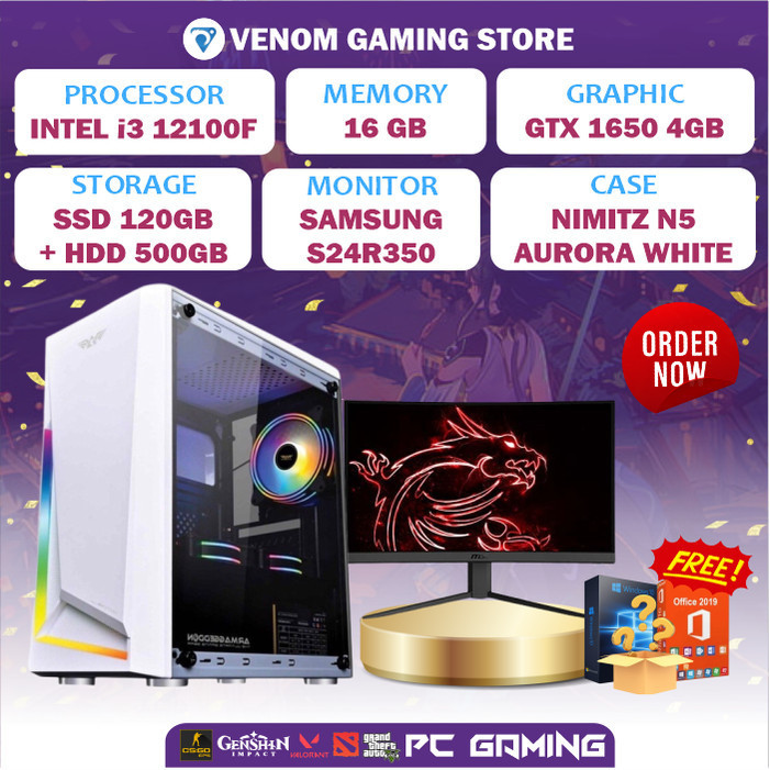 Jual Pc Gaming Fullset Intel Core i3 12100F GTX 1650 4GB SSD 16GB | Shopee Indonesia