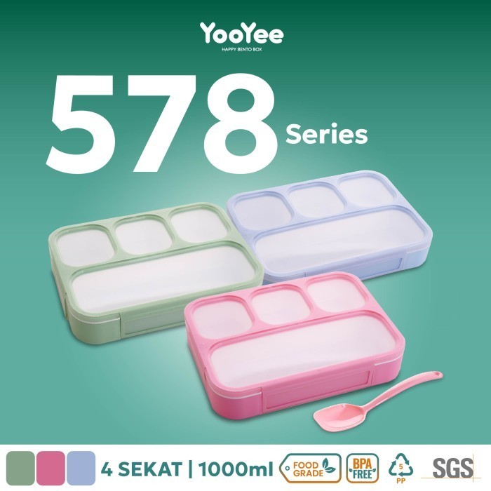Jual KOTAK MAKAN YOOYEE #578 (4SEKAT ANTI NYAMPUR) | Shopee Indonesia