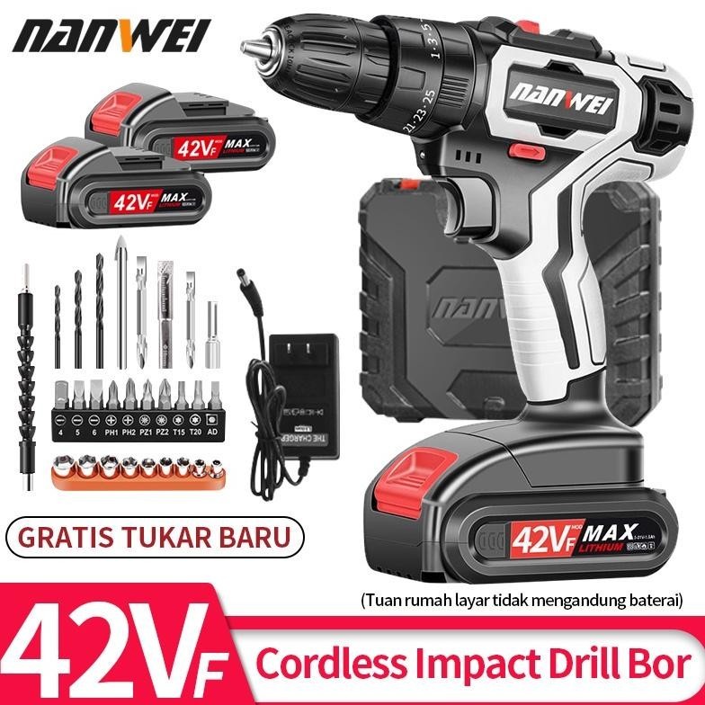 Jual {BARU} NANWEI - Mesin Bor Cordless/Bor Baterai/ Bor Listrik/Beton ...