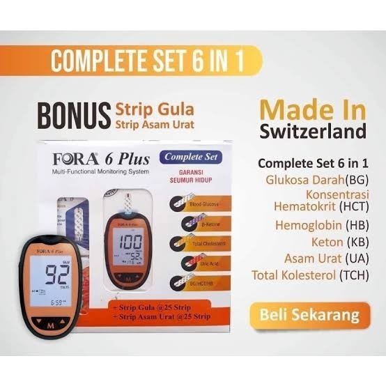 Jual Ready Fora Alat Cek Darah 6in1 Multi 6 Parameter Gula Kolesterol ...