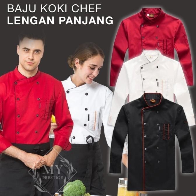 Jual HARGA DISC - Seragam Koki Baju Chef Lengan Panjang Jaket Masak ...