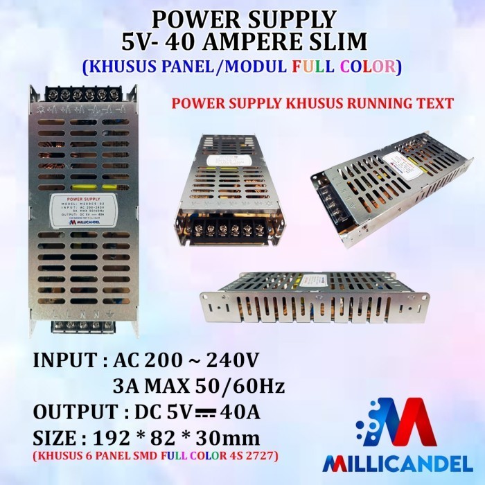 Jual Limited Power Supply Running Text Full Color 5 Volt 40 Amper Slim ...