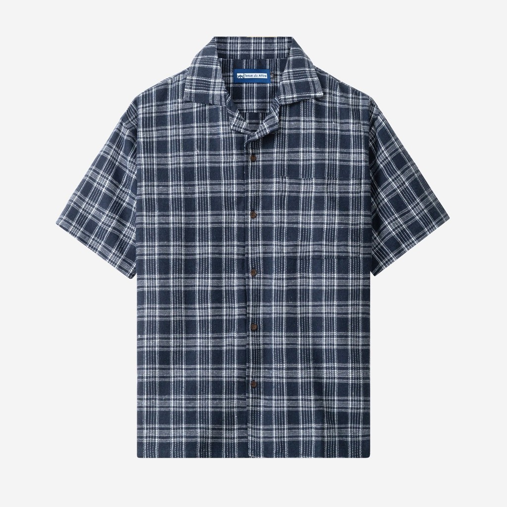 Jual Kemeja Flannel - College Days Flannel Camp Collar - Navy Triple ...