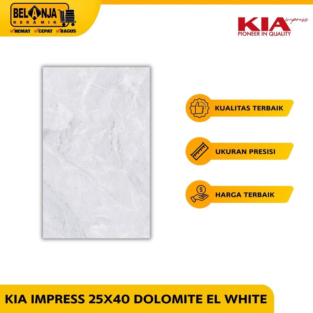 Jual Kia Impress Keramik Dinding 25X40 Dolomite El White Kw1 | Shopee Indonesia