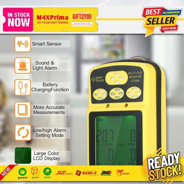 Jual 4 In 1 Gas Detector Analyzer Portable Ex H2S Co O2 / Hiroka Abf840 ...