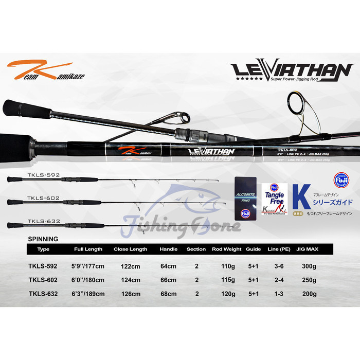Jual Team Kamikaze LEVIATHAN Spinning Jigging Rod TKLS 632 - PE 1-3 (2 ...