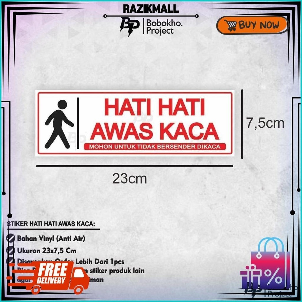 Jual Stiker Awas Kaca / Sticker Awas Kaca / Stiker Hati Hati Awas Kaca ...