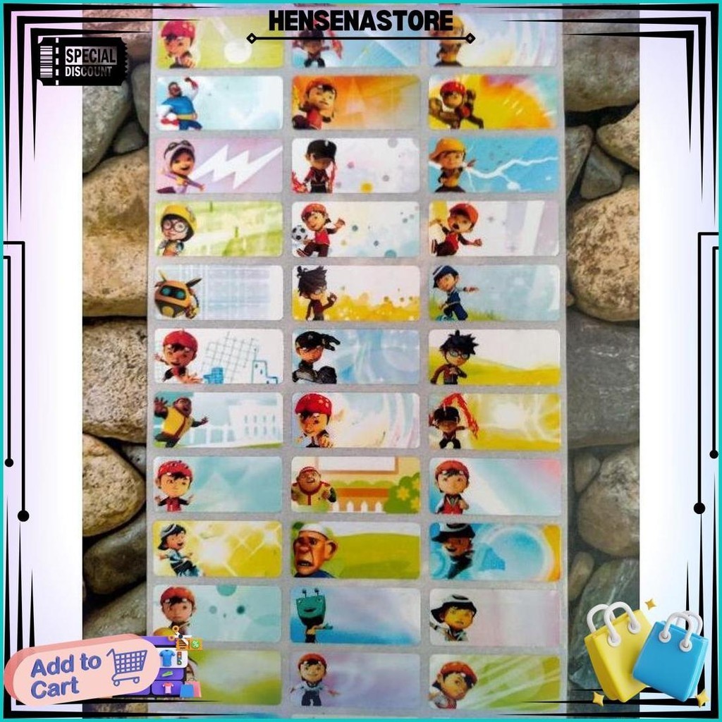 Jual Stiker Label Nama Name Sticker Waterproof Anti Air Boboiboy Best ...