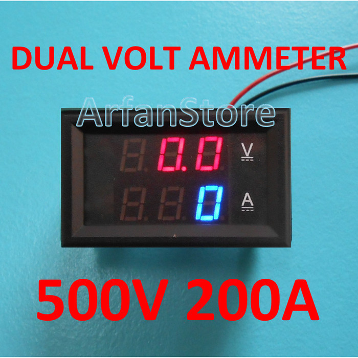 Jual Dual Voltmeter DC 500V Ammeter 200A Digital Volt Amp Meter Tanpa ...