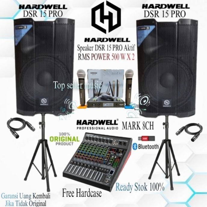 Jual Jual! Paket Sound System Speaker Aktif Hardwell Dsr 15 Pro Mixer 8 ...