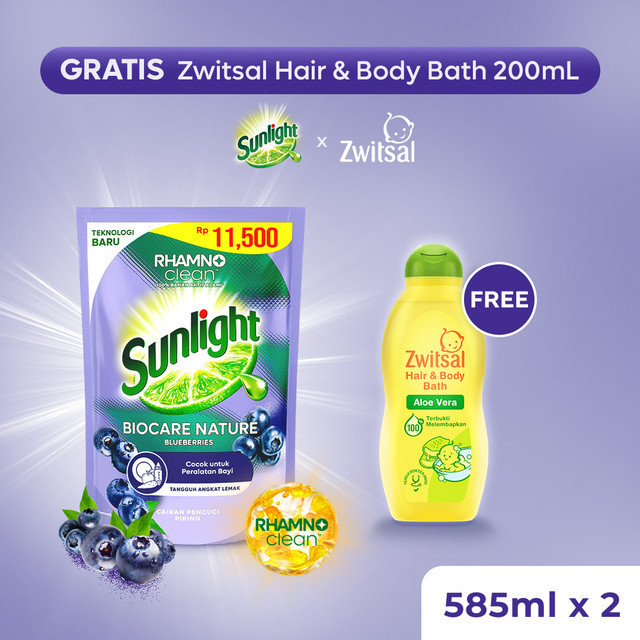 Jual Buy 2 Sunlight Biocare Nature 585 mL FREE Zwitsal Hair & Bath Soap ...