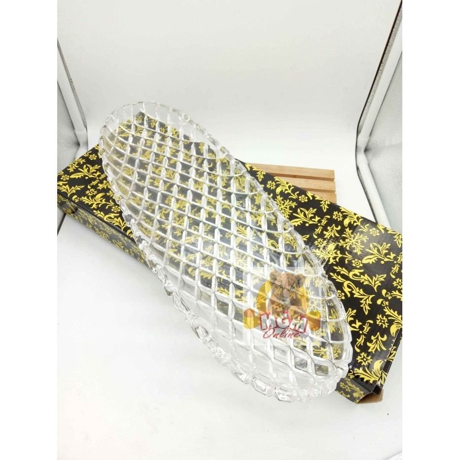 Jual Nampan Kaca Oval 40 X14 Cm / Tempat Buah / Tempat Permen / Glass ...