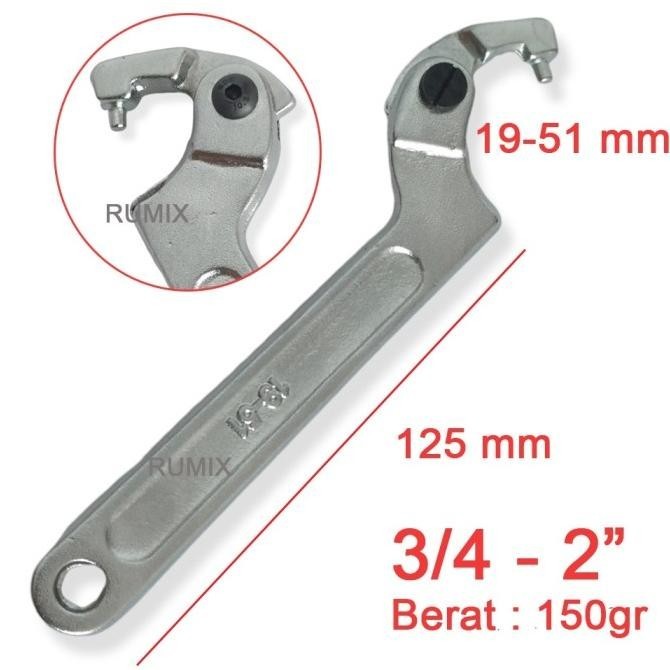 Jual Hook Wrench Kunci Komstir Motor 45-52mm 3/4-2 Inch Konci Kait pass ...