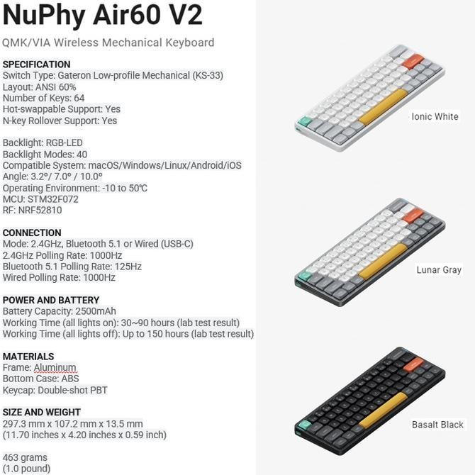 Jual Nuphy Air60 V2 Wireless Mechanical Keyboard | Shopee Indonesia