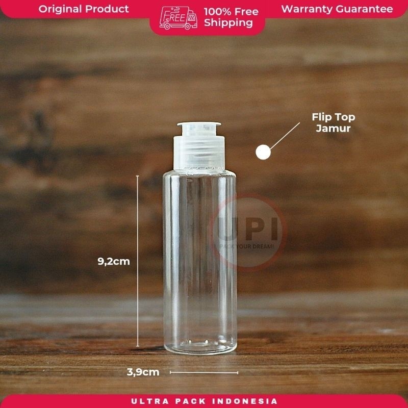 Jual KEMASAN BOTOL FLIPTOP ISI ULANG - BOTOL PET RF 100ML CLEAR + FLIP TOP JAMUR NATURAL ...