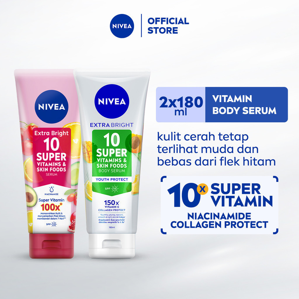 Jual NIVEA Body Serum Extra Bright 10 Super Vitamins & Skin Foods ...