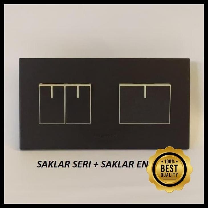 Jual Saklar Double + Saklar Single Hitam Panasonic 2 Gang Style E ...