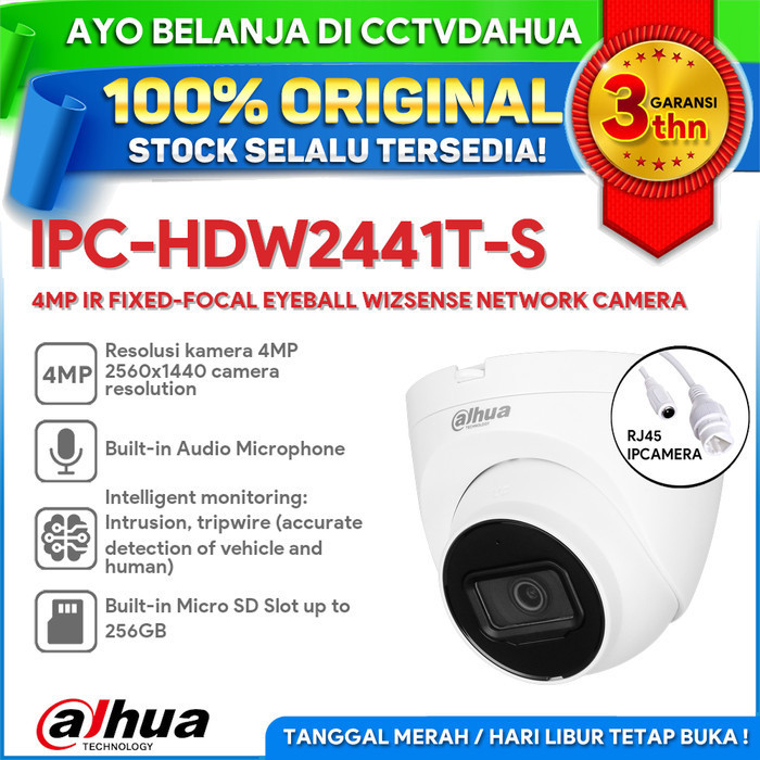 Jual DAHUA IPC-HDW2441T-S 4MP IR AUDIO EYEBALL WIZSENSE IP CAMERA RESMI | Shopee Indonesia
