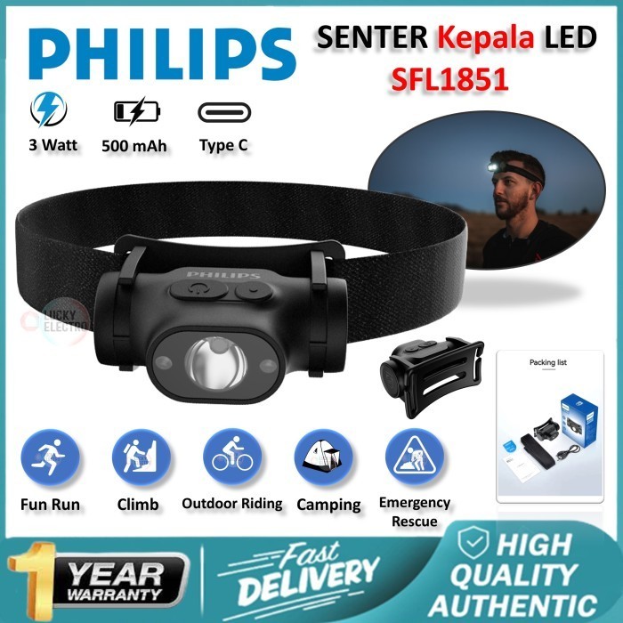Jual Philips Senter Kepala LED SFL1851 Headlamp Sensor Switch ...