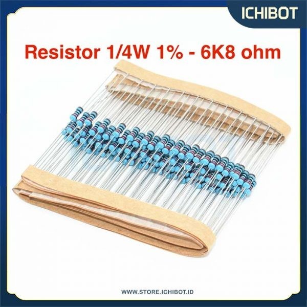 Jual 10x Resistor 1/4 Watt 1% - 6K8 ohm 6800 Ichibot kualitas bagus ...