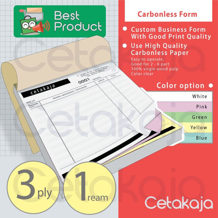 Jual CETAK NOTA 1 RIM 3 PLY / RANGKAP Custom NCR INVOICE N3ply 1rim ...