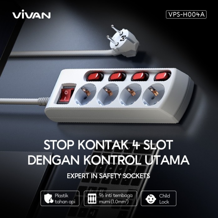 Jual Vivan Vps Power Socket Stop Kontak Saklar 3-5 Port Ac Colokan ...
