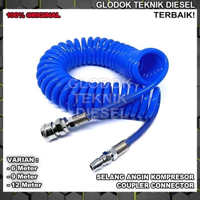 Jual New Selang Angin Spiral Kompresor 12 9 6 M Meter Coupler Connector ...