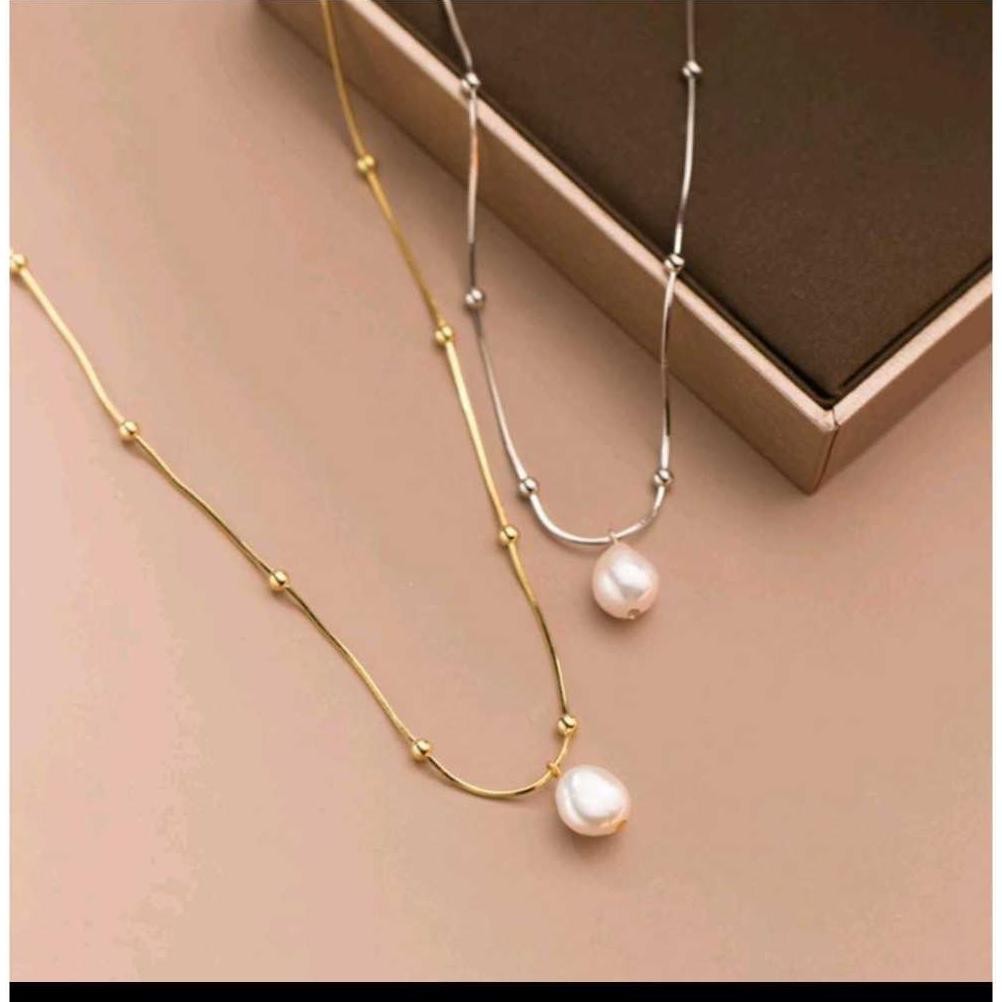 Jual Alice - Kalung Import Wanita Cantik Korea Ellyps Mutiara | Shopee ...