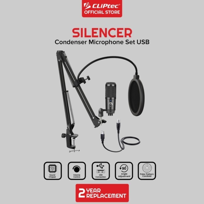 Jual Condenser Microphone Set Usb Cliptec Silencer Mcu-01 | Shopee ...
