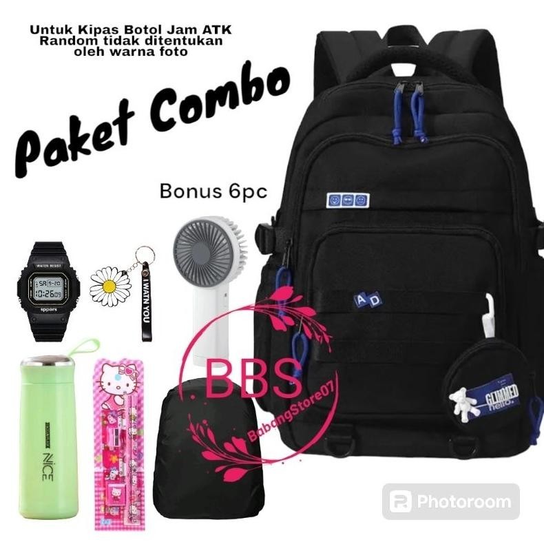 Jual Tas Sekolah Perempuan Paket Combo Tas Polos Lengkap Banyak Bonusnya Ransel Sekolah Anak ...
