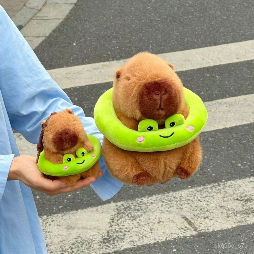 Jual Super Cute Summer Swim Ring Capybara Figurine Doll Pendant Khaki ...
