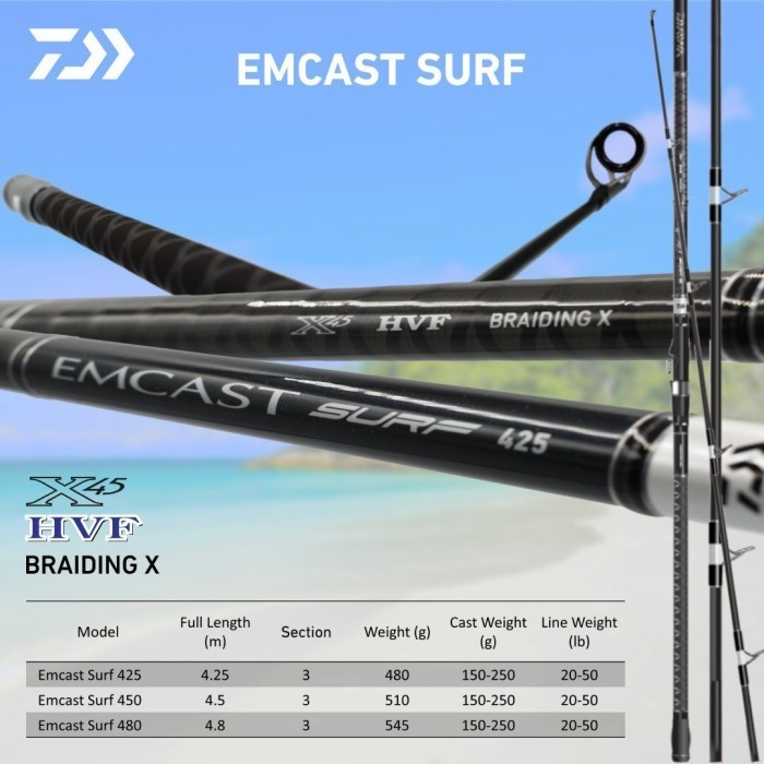 Jual Daiwa Emcast Surf Rod 425 450 480 Joran Pasiran Pantai Rock Fishing | Shopee Indonesia