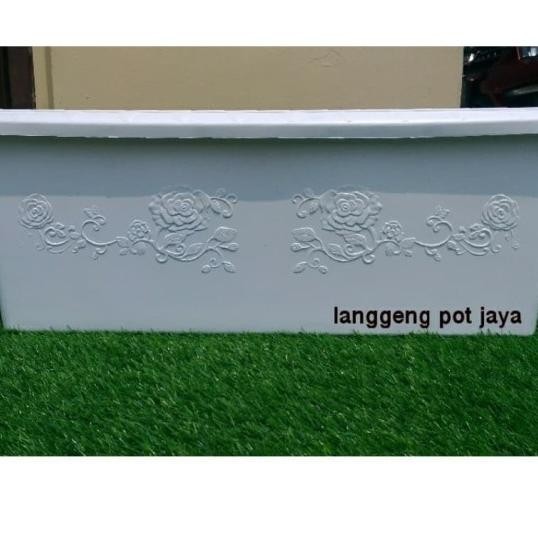 Jual Pot Tanaman Plastik Putih Shallom Panjang Motif Bunga Ukuran 65 Cm ...