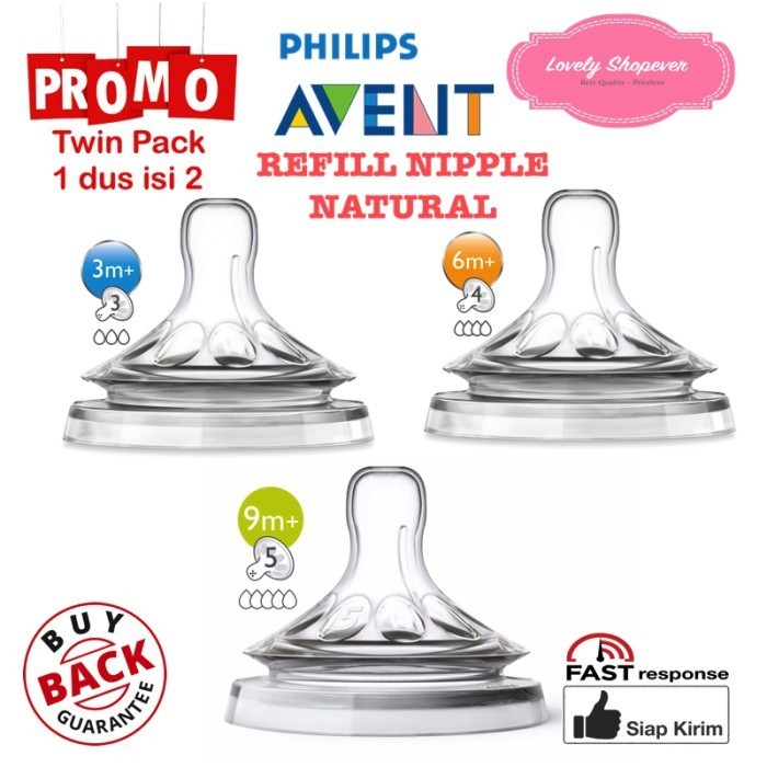 Jual Ready Avent Dot Nipple Philips Natural 6m 6m plus isi 2 buah ...