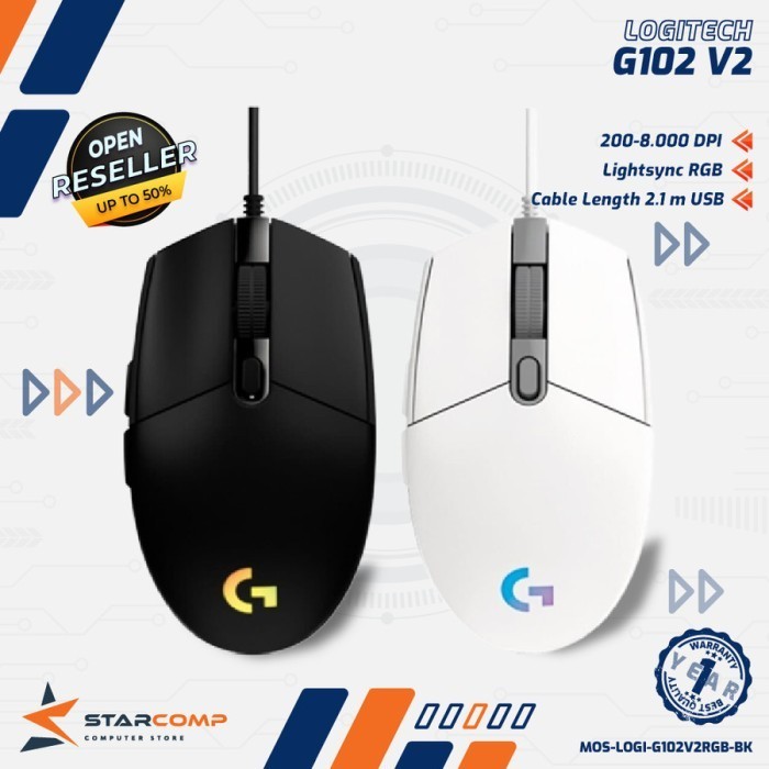 Jual Mouse Logitech G102 Rgb V2 Lightsync G 102 Black/White | Shopee ...