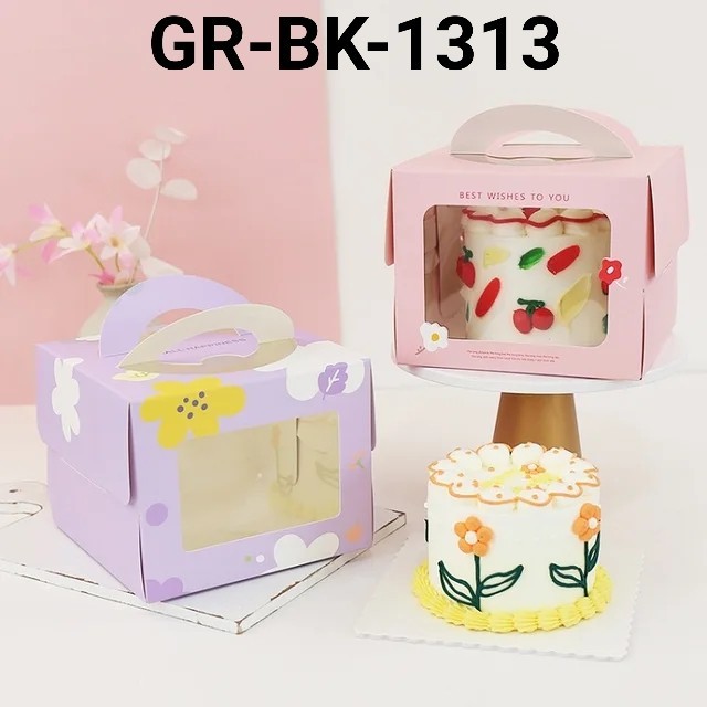 Jual GR-BK-1313 Cake box packaging handle kotak dus tart kue ulang ...