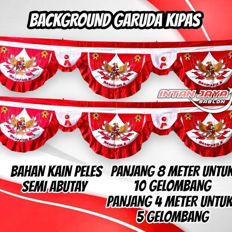 Jual Terbaru Bendera Merah Putih Background Garuda Semi Abutay 10 Gelombang/Umbul Umbul ...