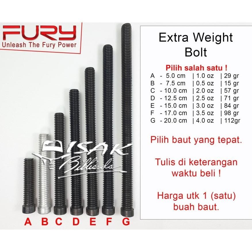 Jual we-12 Fury Weight Bolt - Baut Pemberat Stik Biliar Billiard Cue ...