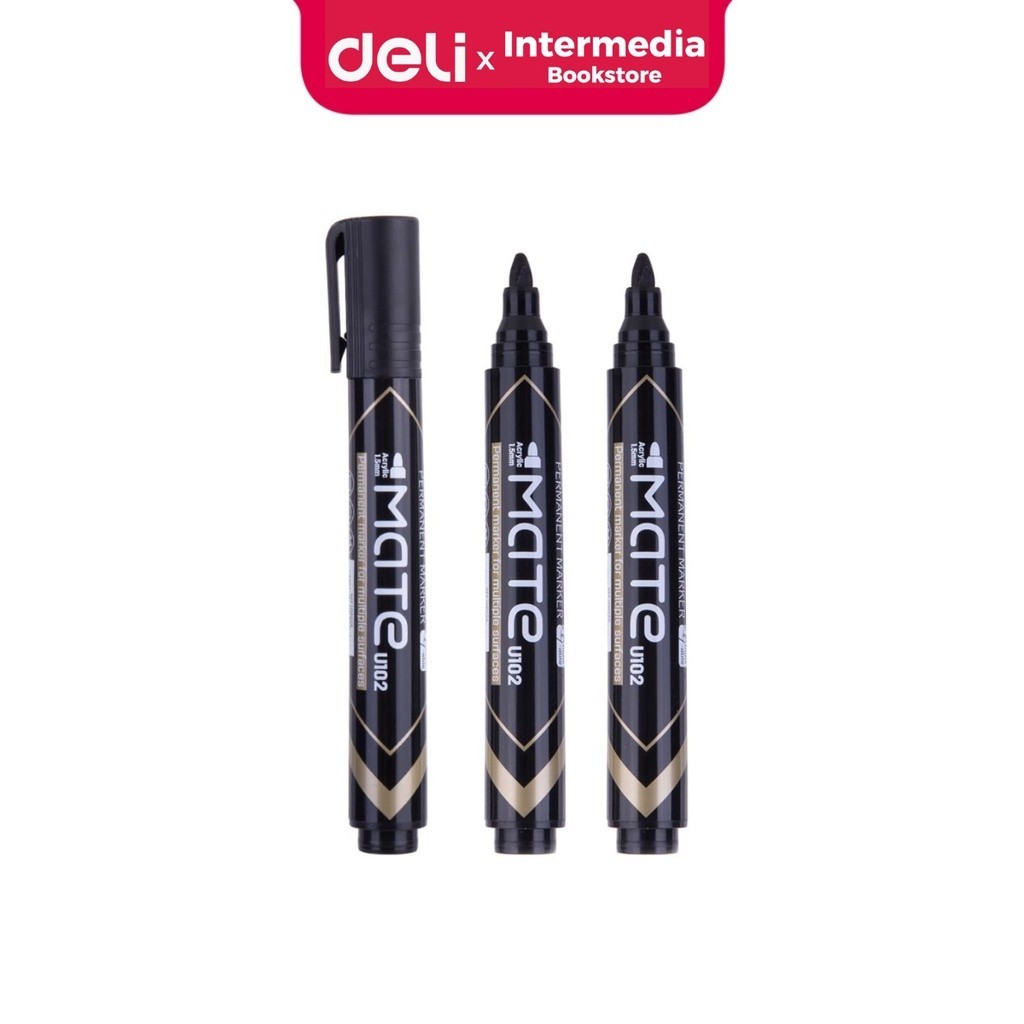 Jual Deli Permanent Marker EU10220 /Spidol Permanen Tinta Warna Hitam ...