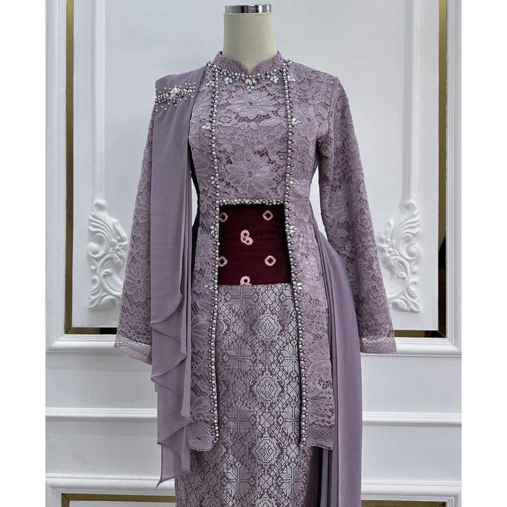 Jual Hj-54 Kebaya Kutu Baru Modern Kebaya Wisuda Lamaran Tunangan Set Kutubaru Full Payet ...
